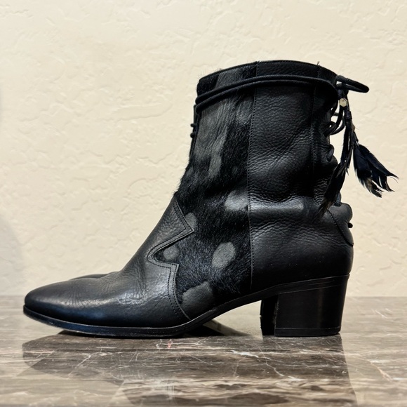 Modern Vice | Shoes | Modern Vice Leather Calf Hair Corset Feather Tie ...